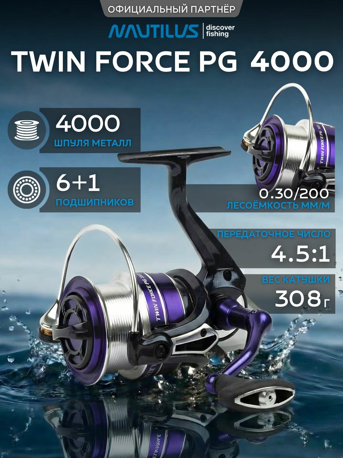 Катушка для спиннинга Nautilus Twin Force PG 4000