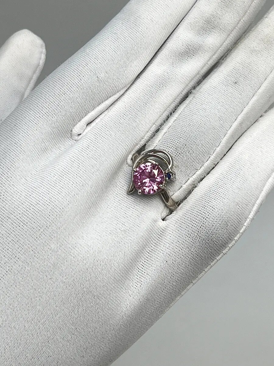 Кольцо, серебро, 925 проба, родирование, сапфир, сапфир синтетический