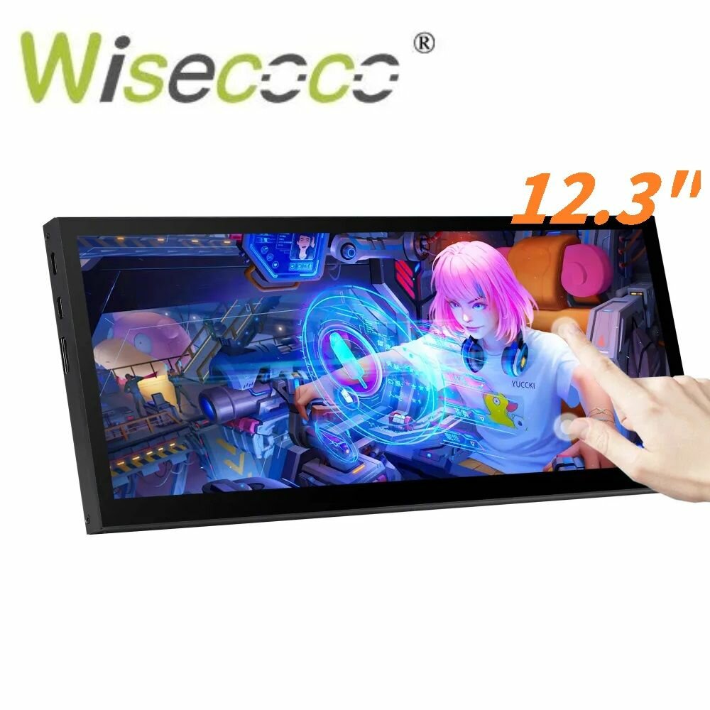 Wisecoco12.3"1920x720 HDMI Портативный вторичный экран для ноутбука ПК мониторинга Aida64 CPU/GPU/RAM