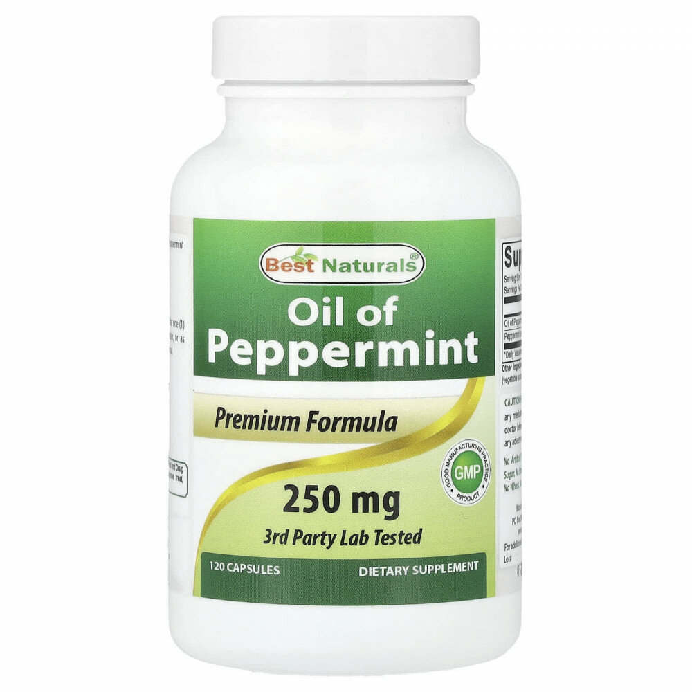 Best Naturals, масло перечной мяты, 250 мг, 120 капсул