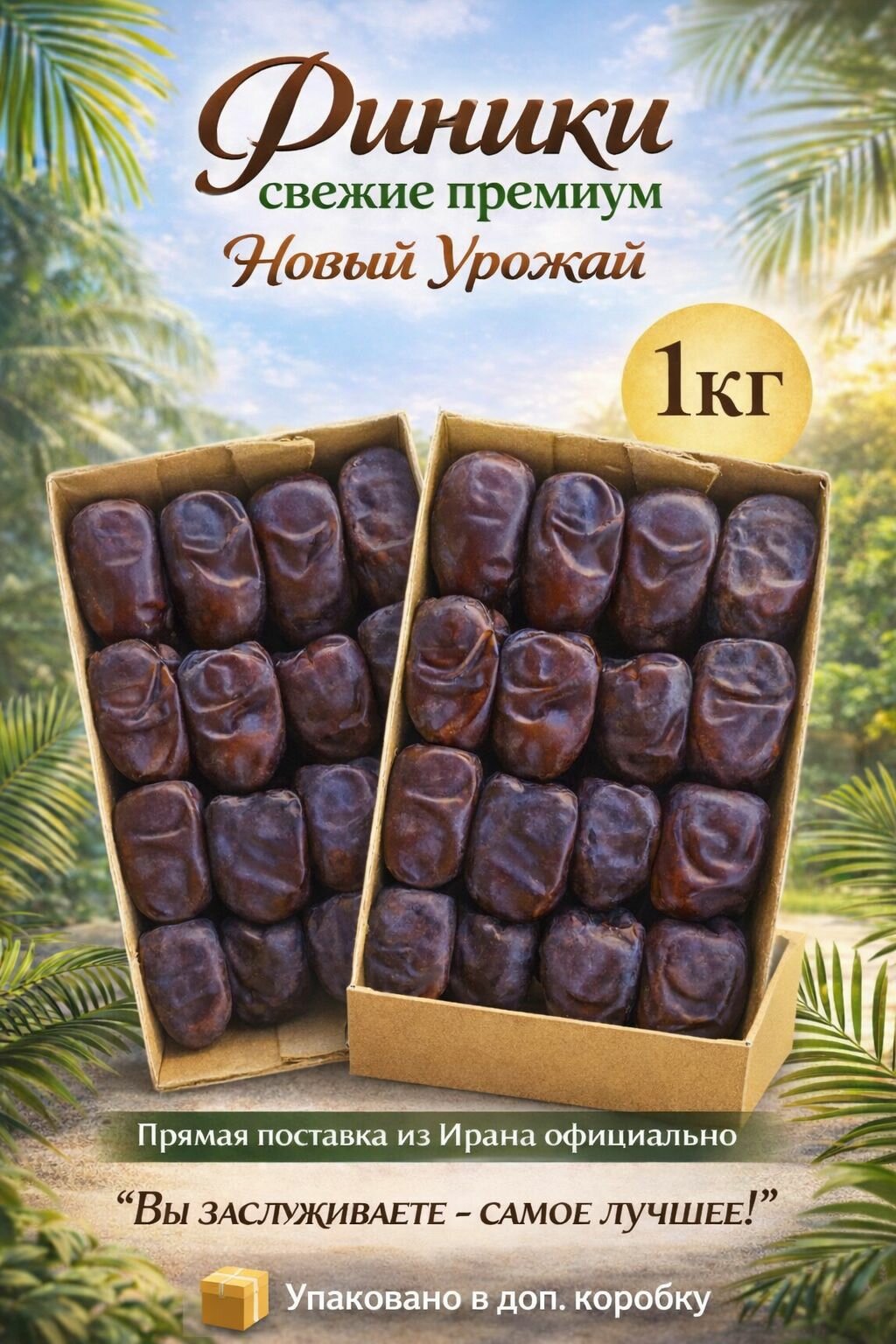 Финики свежие премиум Мазафати новый урожай Иран 2шт -1кг