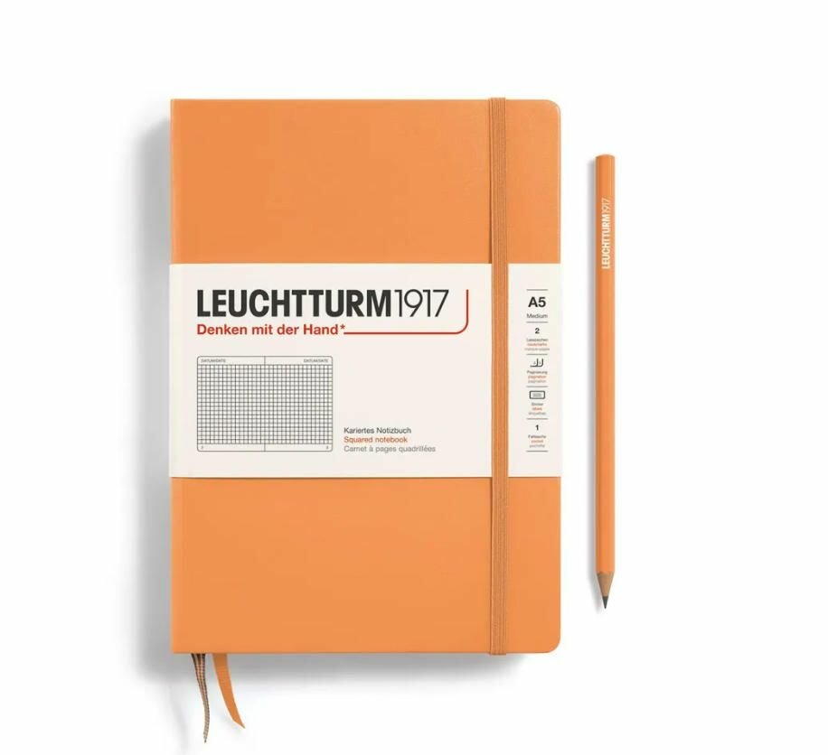 Блокнот Leuchtturm1917 Classic A5 (14.5x21см.), 80г/м2, 251 стр. (125 л.), в клетку, твердая обложка