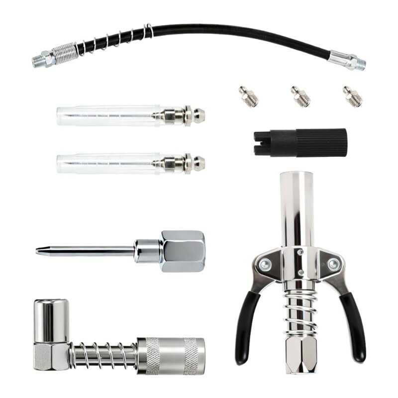 10шт Комплект Принадлежностей Для Смазки Включает В Себя Муфту Адаптер Для Смазки Игольчатый Дозатор Сопел Шланг Zerk Фитинг и Очиститель