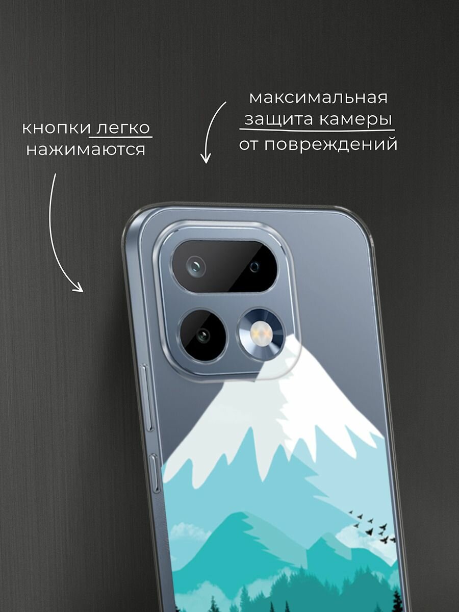 Чехол на Realme 16 Pro / Реалме 16 Про с принтом Синяя снежная гора, прозрачный — фото 1