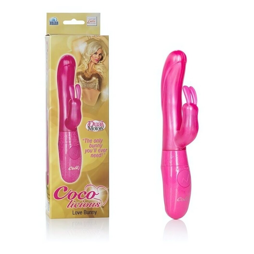 Вибратор «Love Bunny» с двойными моторами, розовый, TPE, 10,25 см, эргономичный дизайн