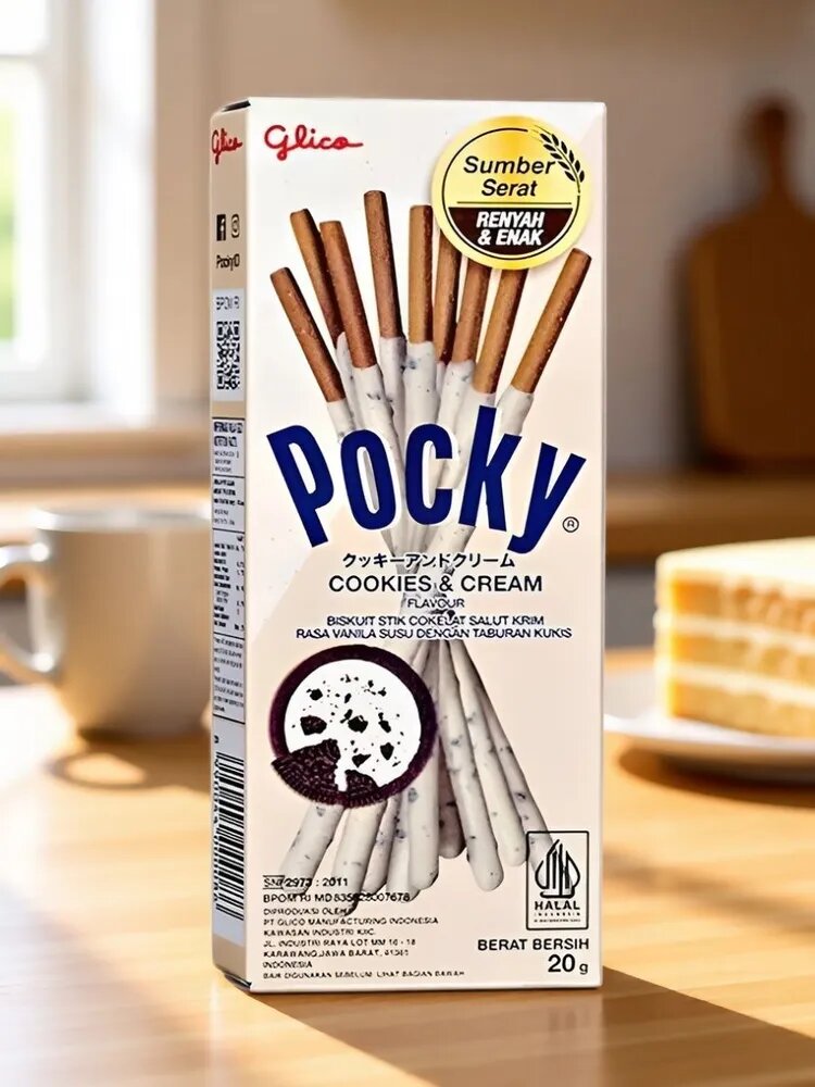 Соломка Pocky (поки) с нежной глазурью со вкусом белый шоколад 20 г, Таиланд