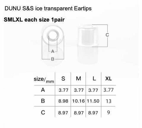 DUNU S&S transparent Eartips Силиконовые вкладыши для ушей Stage Studio XL, L, M, S