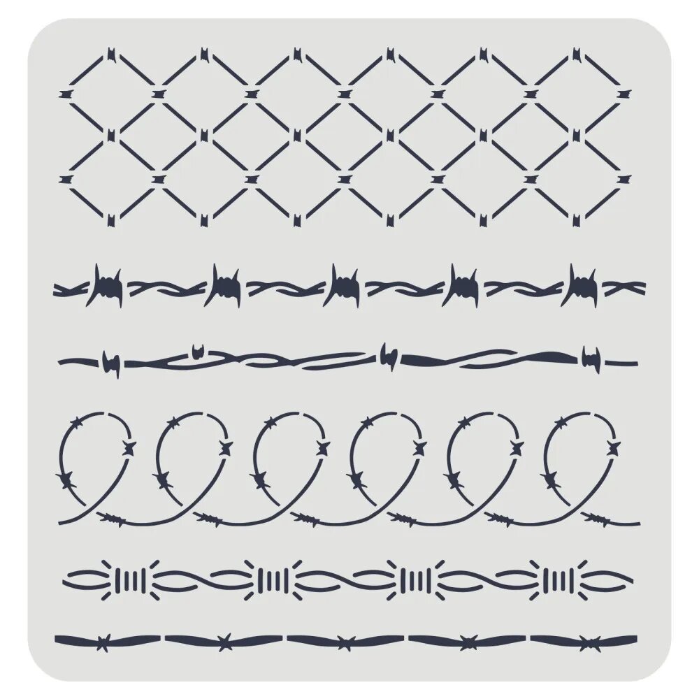 Трафарет Barbed Wire, серый, Beebeecraft