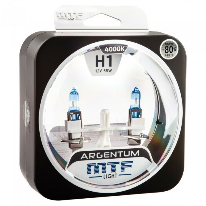 Набор ламп H1 55W 12V 4000K Argentum+80% MTF (2шт)