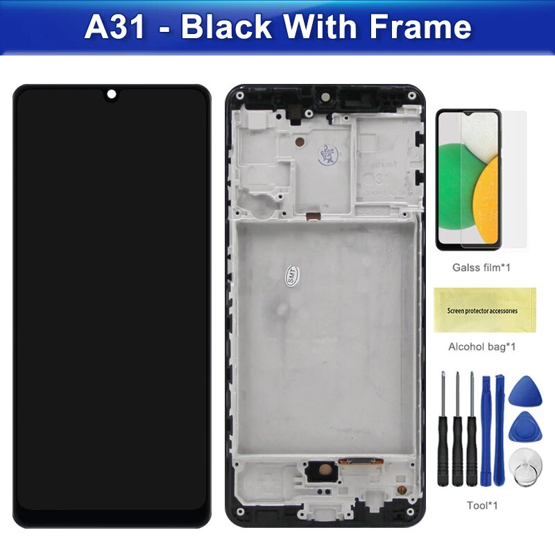 Дисплей для Samsung Galaxy A31 (A315/A315F) с рамкой, черный