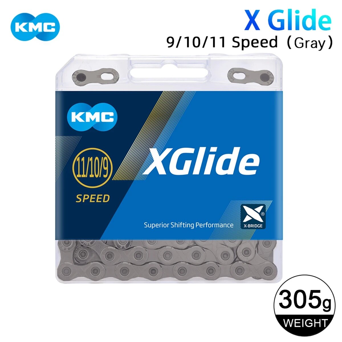 Цепь KMC X Glide для велосипедов Shimano 9-11 скоростей X Glide Gray