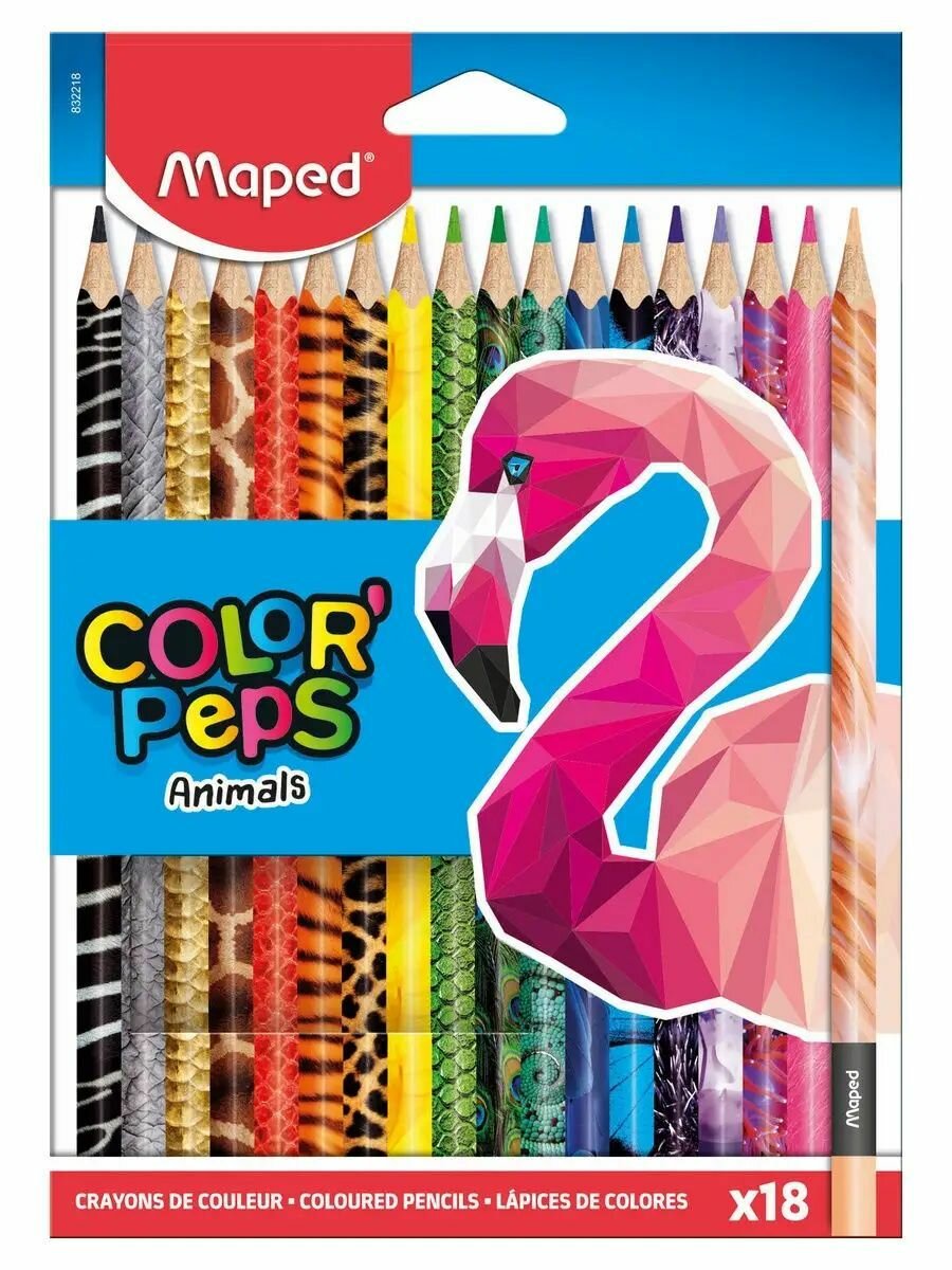Цветные карандаши 18 цв Color Peps Animals, HB (Твердо-мягкий)