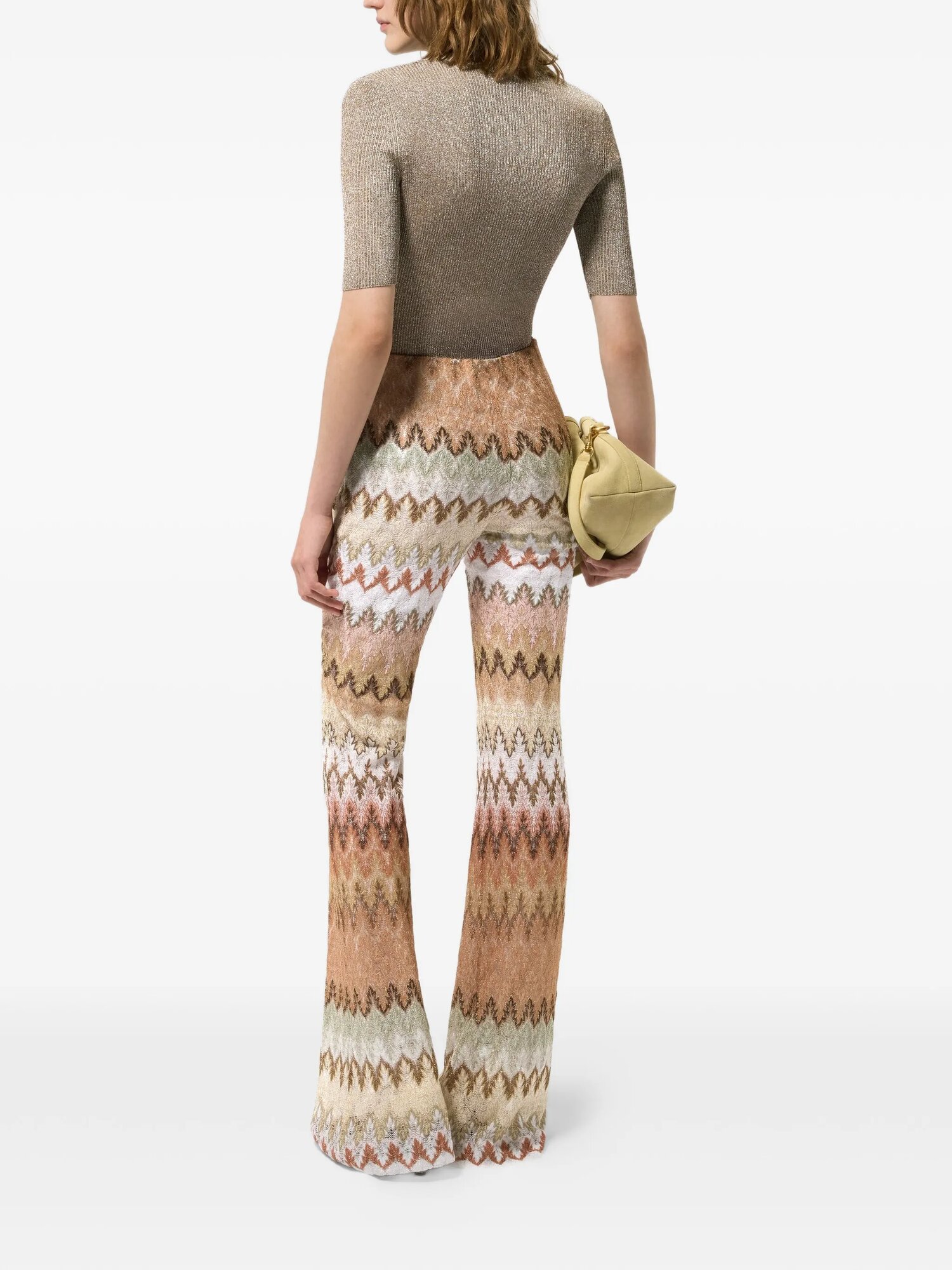 Брюки Missoni Zigzag-knit flared trousers, размер 44, разноцветный — фото 1