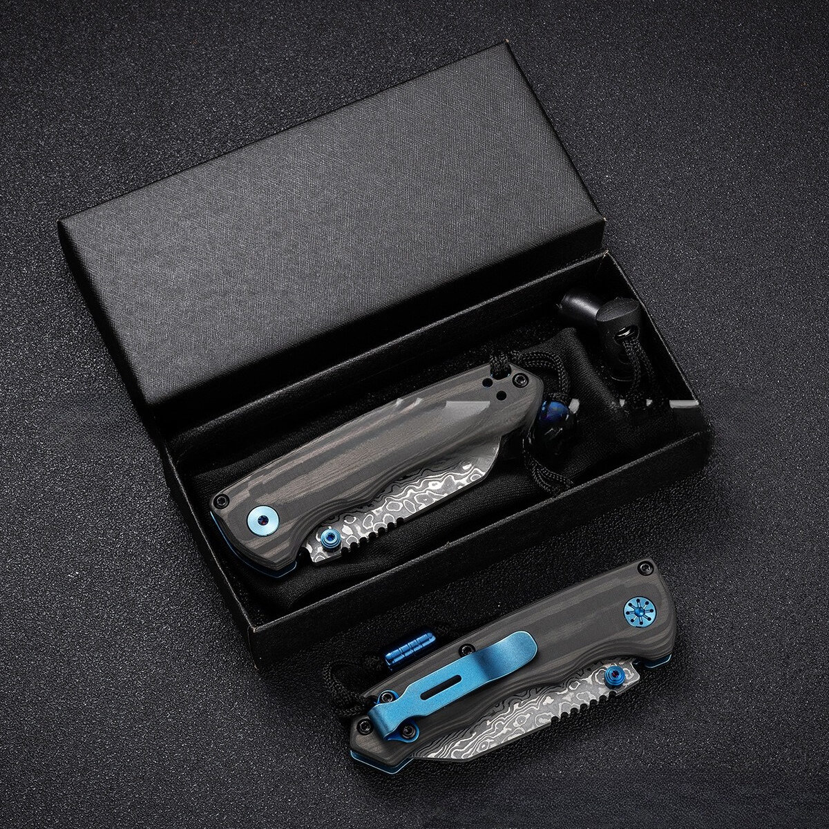 Benchmade 290 535 Складной нож из дамасской стали с карбоновой рукоятью, портативный походной инструмент для кемпинга и отдыха на природе