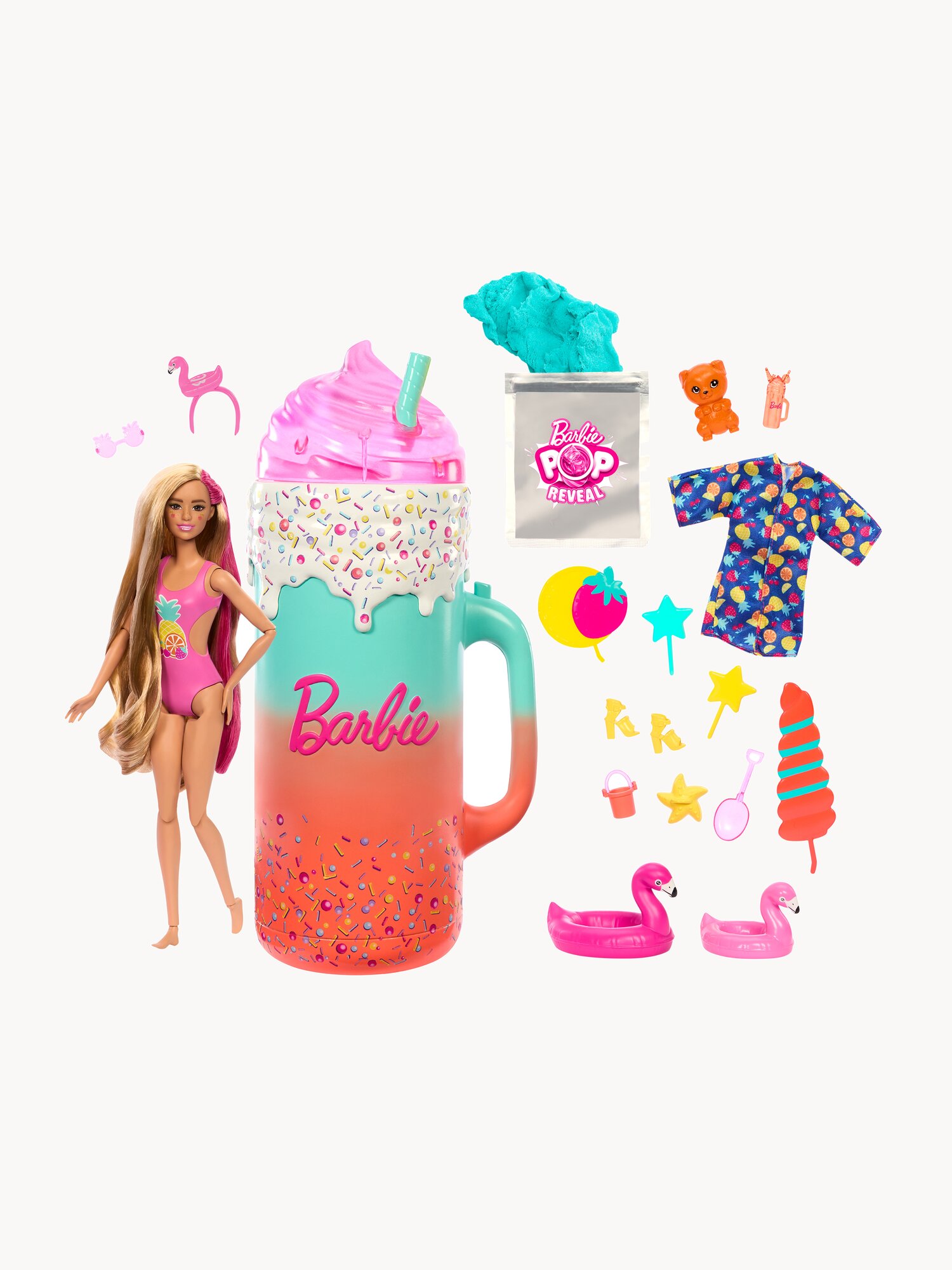 Кукла Mattel Barbie POP Reveal Rise & Surprise Блондинка с питомцем и аксессуарами HRK57, разноцветный