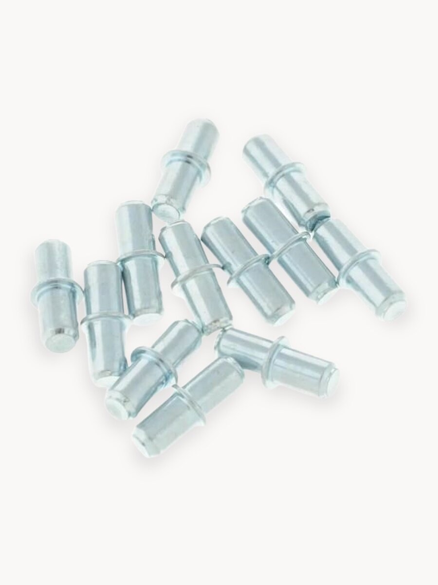 Полкодержатель мебельный металлический с силиконовой накладкой 5х16мм, комплект 12шт, набор, оцинкованный с бортом, для монтажа и крепления деревянных полок в шкафах и стенках, диаметр 5мм, длина 16мм