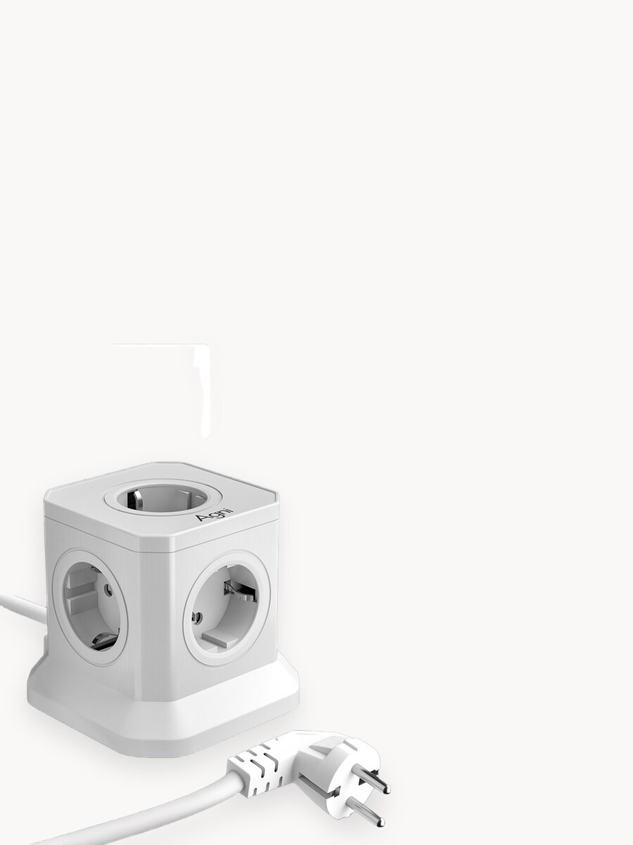 Сетевой фильтр, AGNI, 5 розеток, с предохранителем и заземлением, кабель 3м, белый