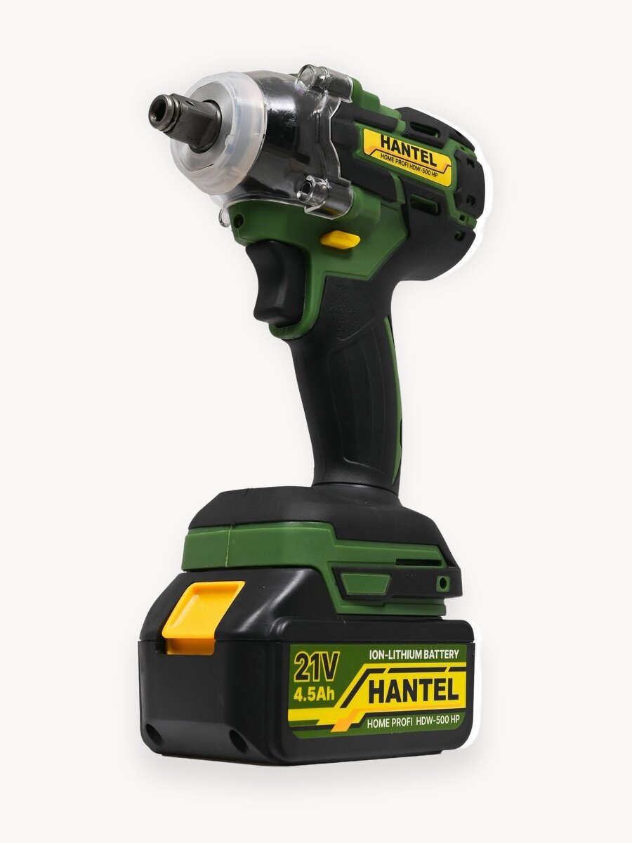 Гайковерт аккумуляторный ударный бесщеточный, в кейсе (21в, 500 Нм, 2 АКБ по 4.5 А/ч) HANTEL HDW-500 HP