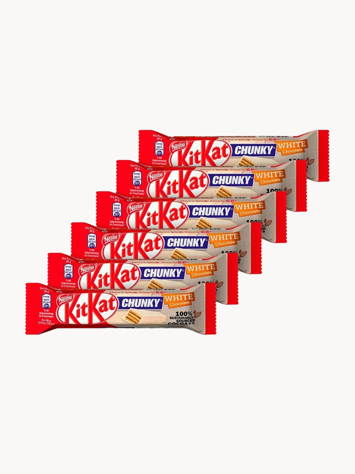 Шоколадный батончик KitKat Chunky White, белый шоколад, 40 гр, 6 шт