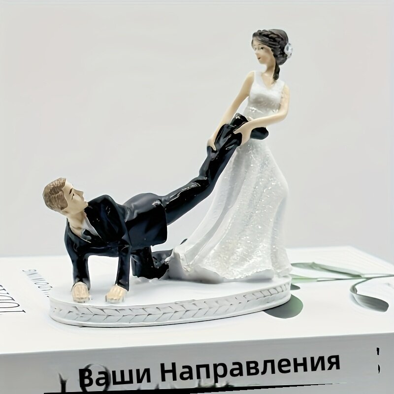 Скульптура из смолы «Жених и невеста», черно-белый дизайн, для свадьбы, юбилея и декора дома, стиль: Leg pull
