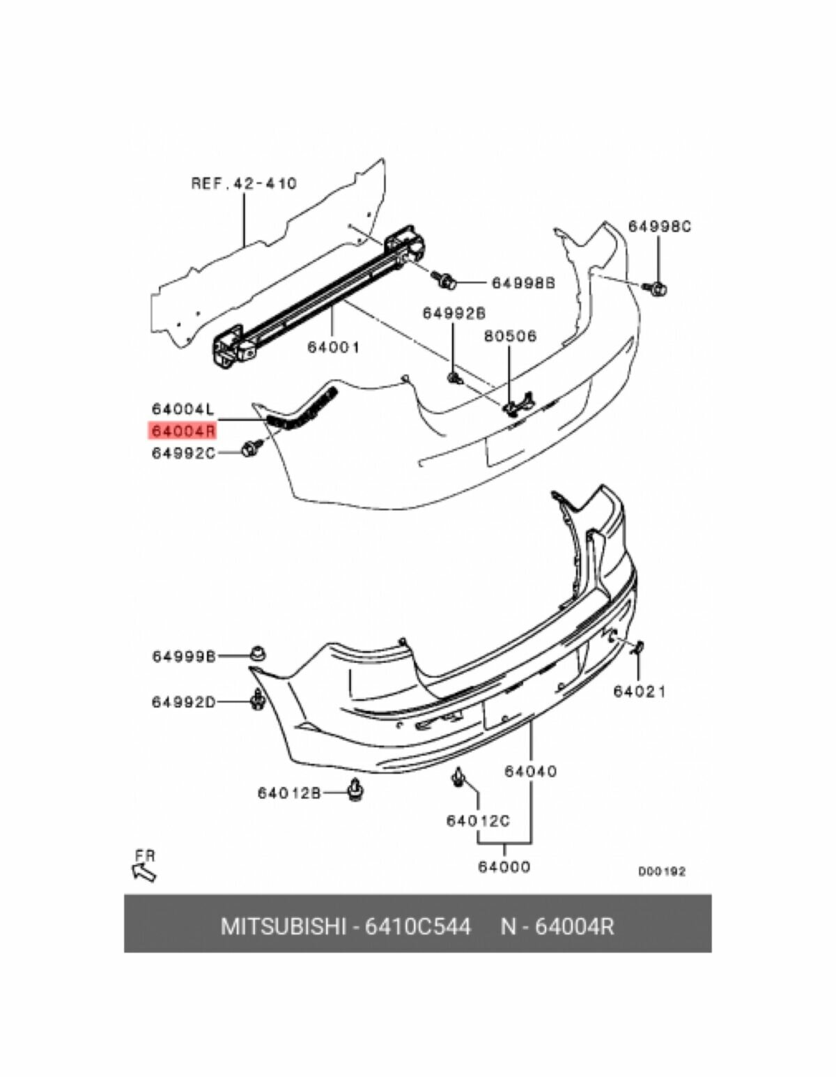 Крепление Заднего Бампера Mitsubishi Lancer X 07- Rh(Mitsubishi 6410C544)