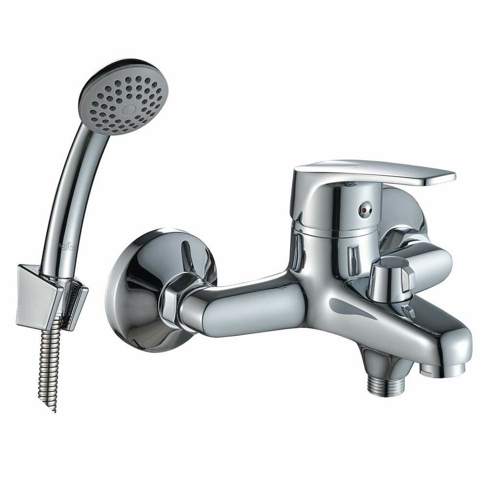 Смеситель для ванны Rossinka Silvermix D40-30, латунь, с лейкой, хромированный