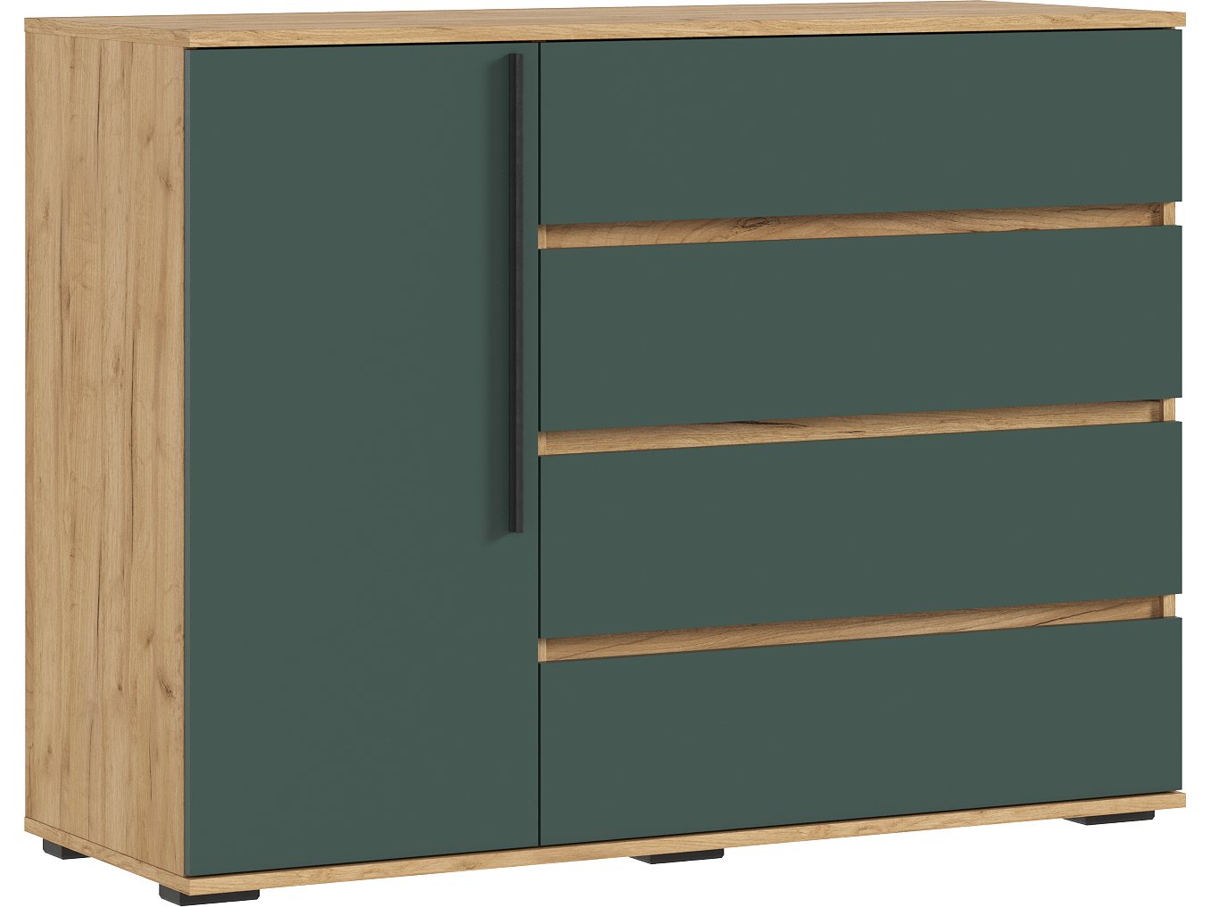 Комод 1 дверь 4 ящика (1200), в современном стиле, Дуб крафт