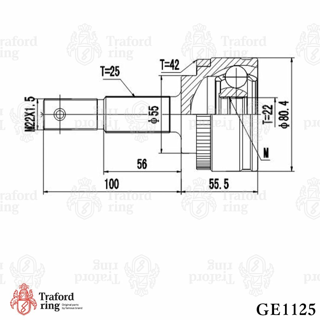 ШРУС наружный, для Ниссан Альмера, Классик арт GE1125 Traford Ring