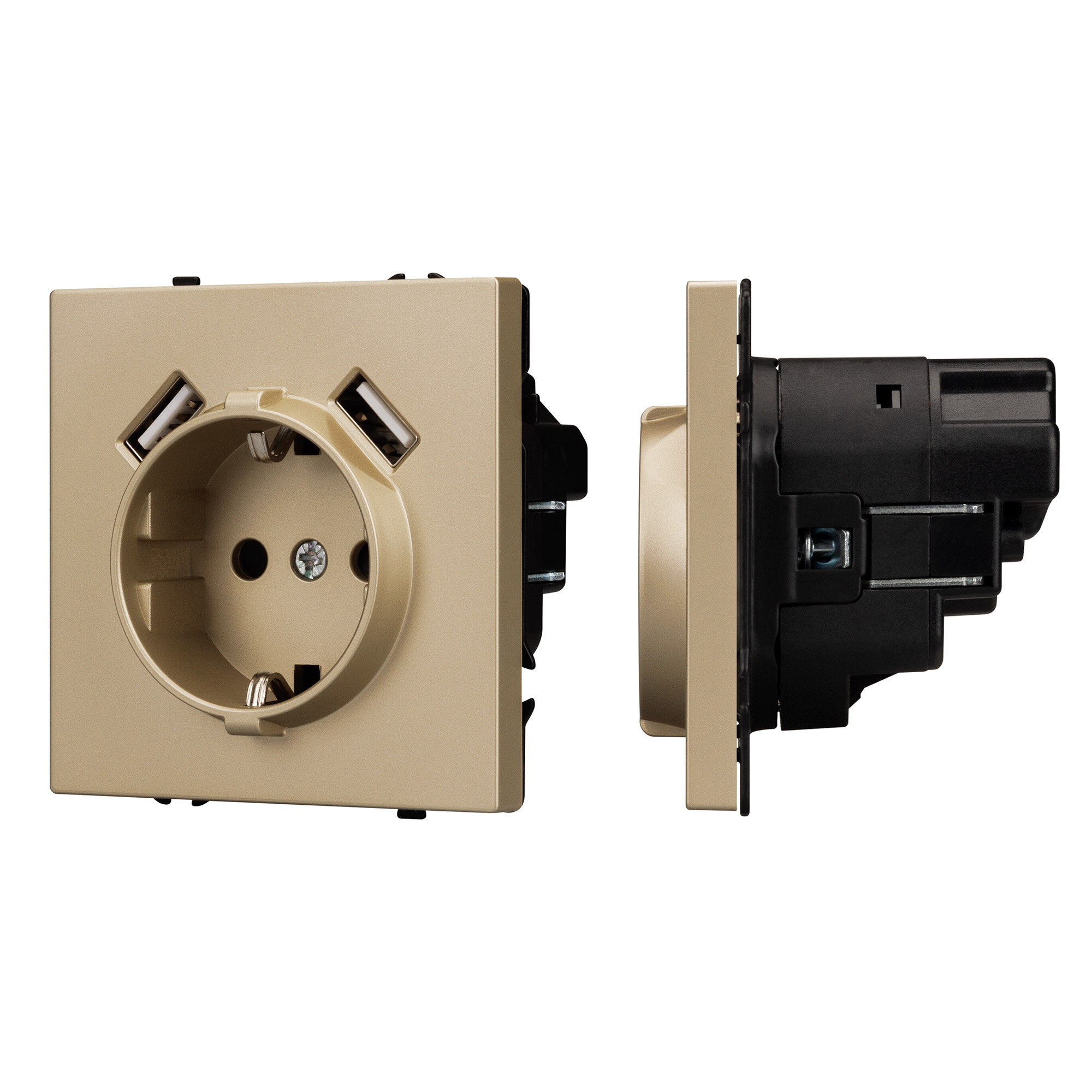 Механизм розетки с USB зарядкой SCT-NOBE-MUAA-SFPL-GD (230V, 16A) (Arlight, Золотой песок) 054290