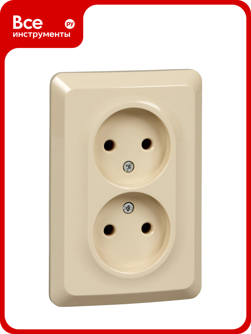 Розетка Systeme Electric Этюд Крем 2-ая без заземления, без шторок 16А 250B SE PC16-105K