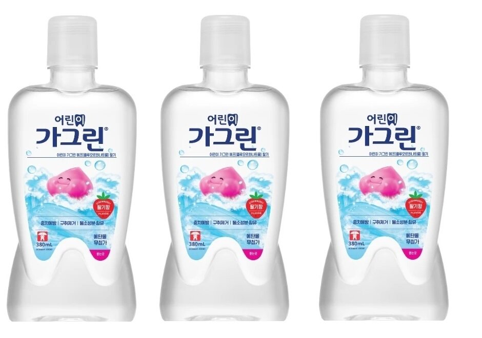 Ополаскиватель Garglin для полости рта Kids Care Strawberry, детский, с экстрактом клубники, 380 мл, 3 шт