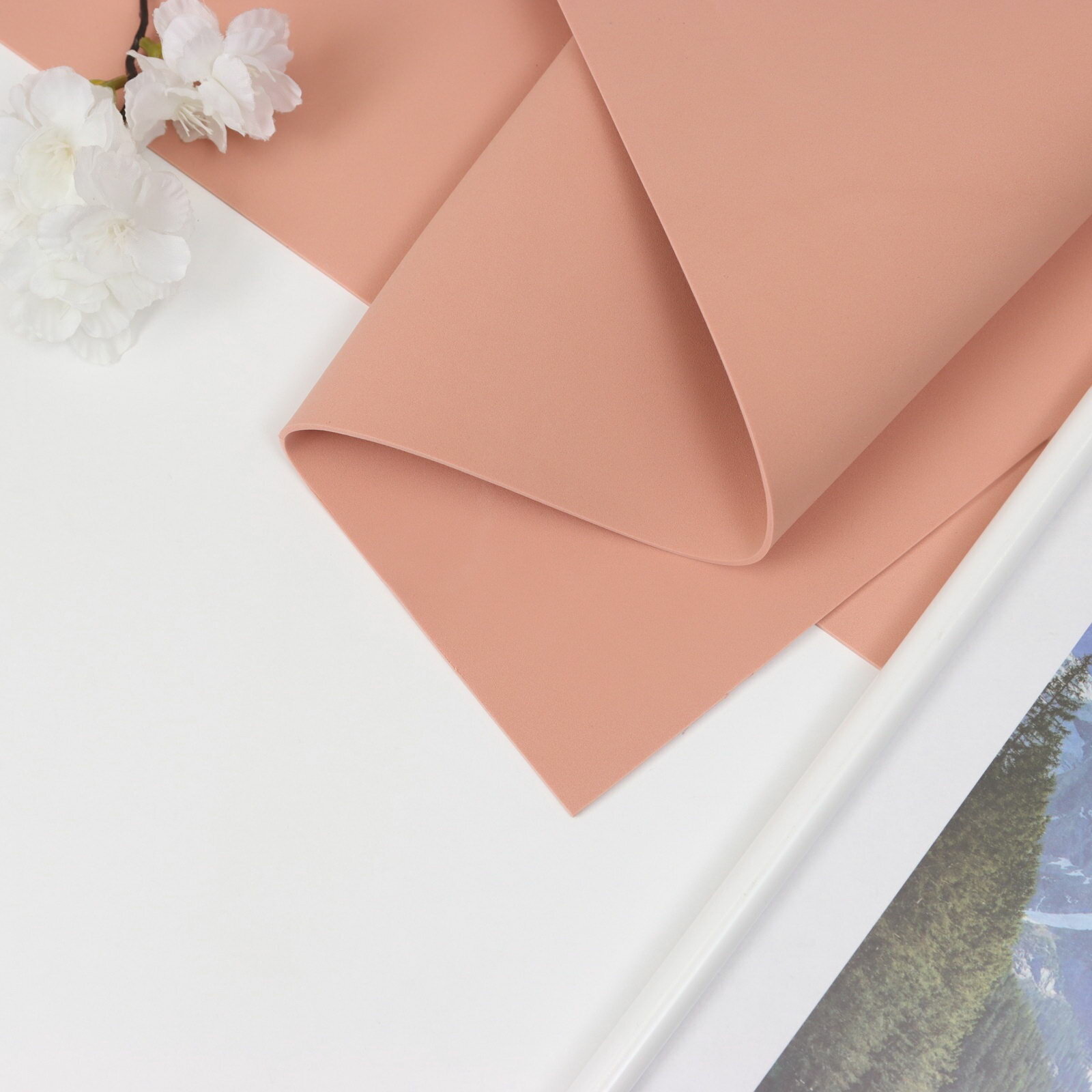 Фоамиран иранский, 2 мм, коралл/138, 60x70 см, особенность: бархатный(ая), 10 шт.