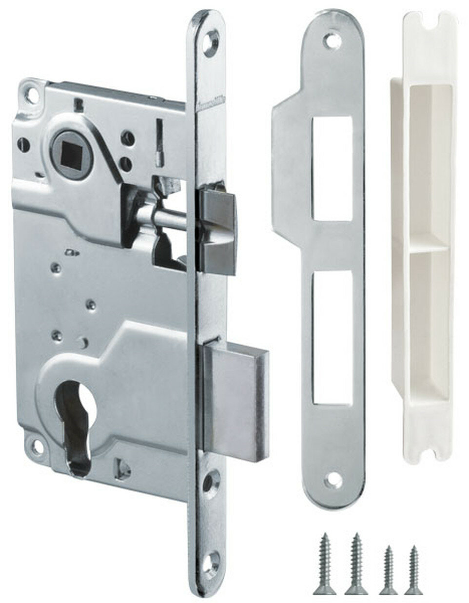 Замок межкомнатный ARMADILLO LH25-50 СP под цилиндрический механизм, с ответной планкой, хром