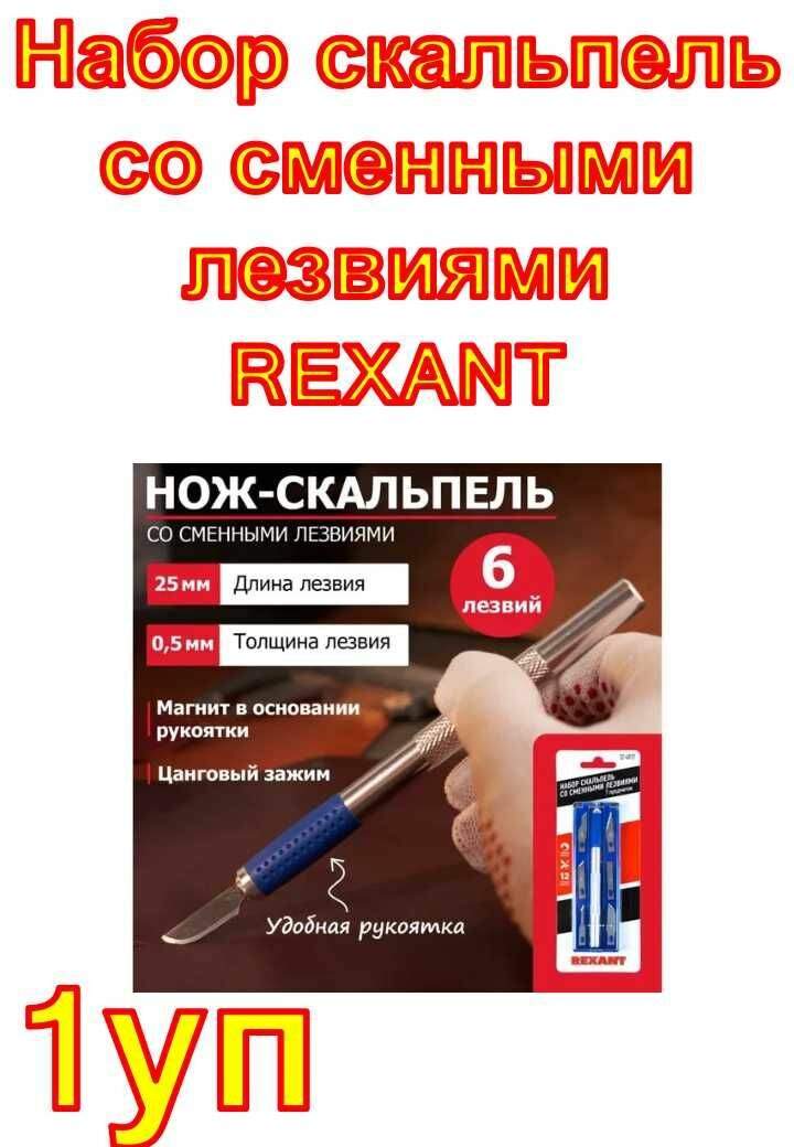 Набор скальпель со сменными лезвиями REXANT 2 набора по 7 предметов