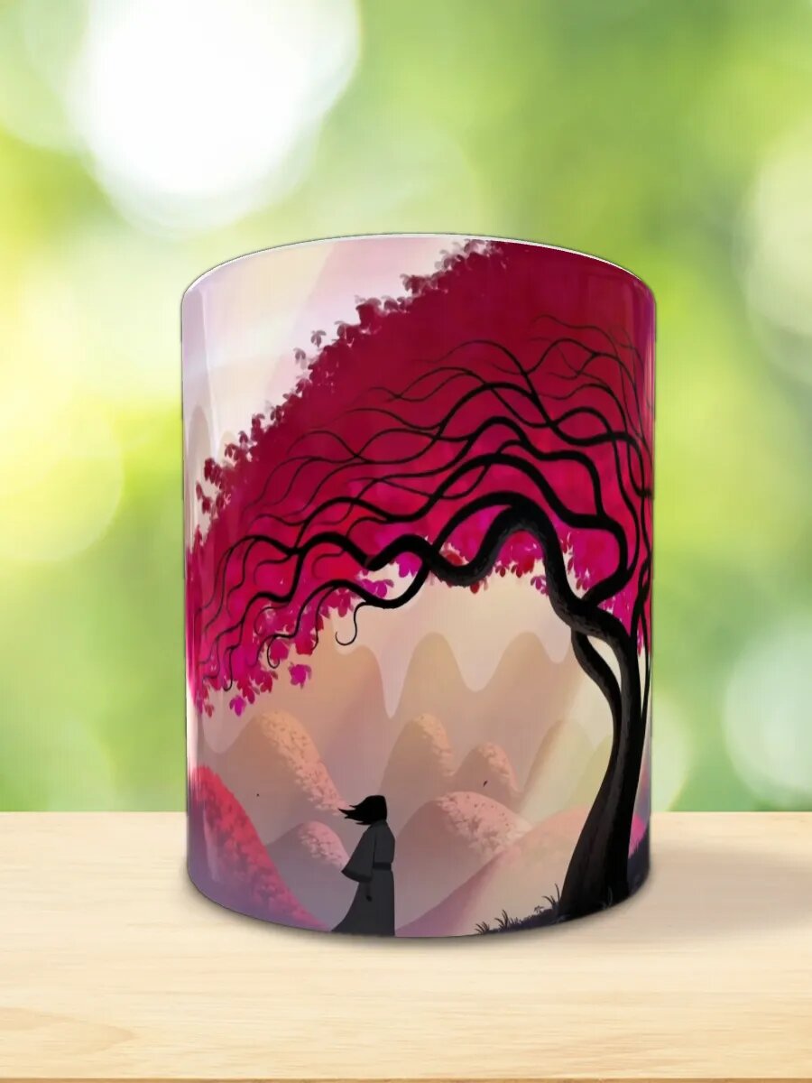 Кружка Японская девушка под сакурой арт