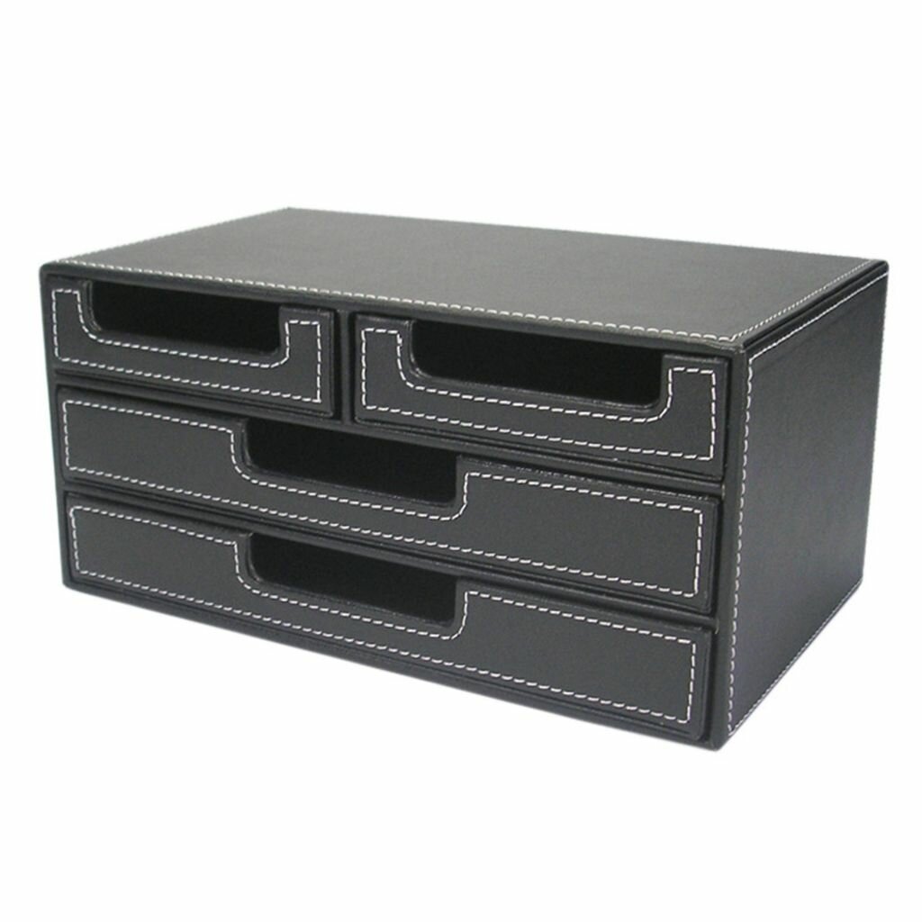 Органайзер для стола из искусственной кожи с 4 ящиками