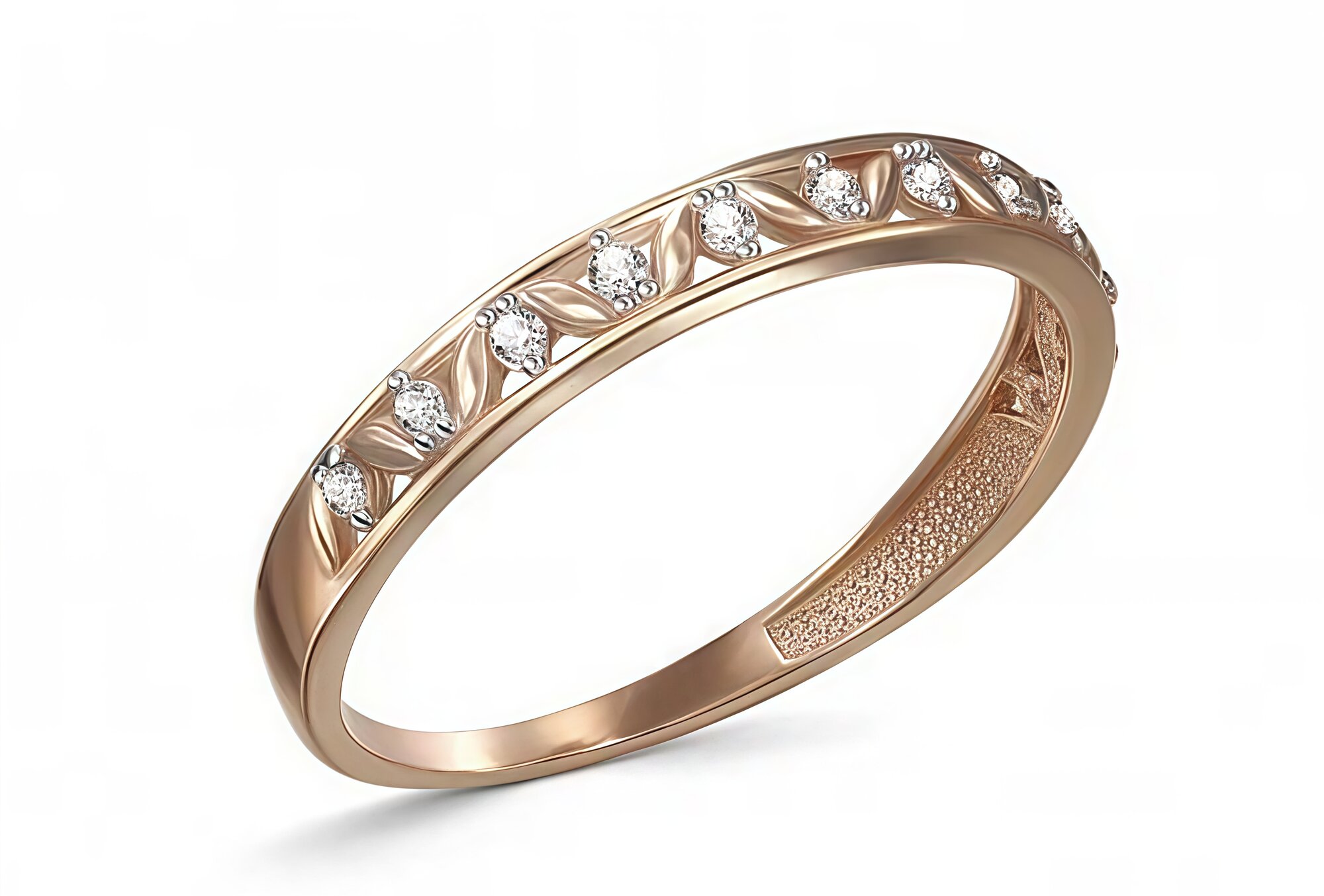 Кольцо помолвочное, дорожка, красное золото, 585 проба, фианит