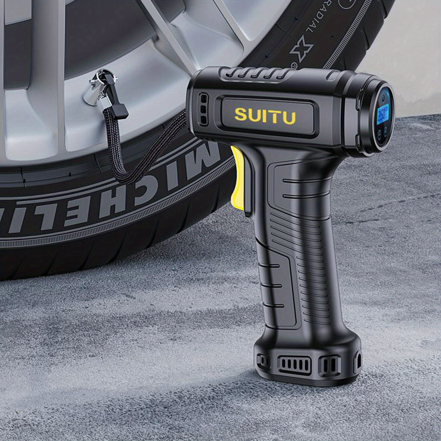 1 шт. Цифровой ручной автомобильный насос, 120W портативный компрессор с питанием от USB, максимальное напряжение 36V, электрический насос для накачки шин с манометром