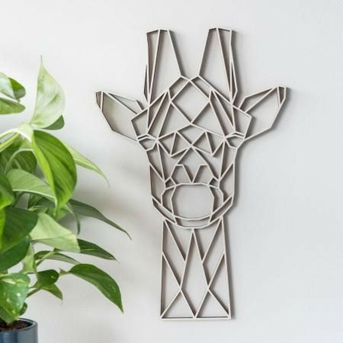 Панно 50х32 см "Жираф Геометрия" декоративное настенное белое, декор на стену, картина