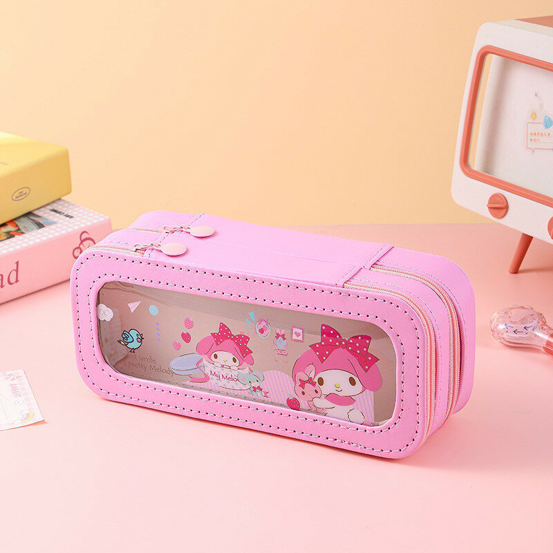 Kuromi melody cinnamoroll прозрачный двойной пенал для подарка, melody