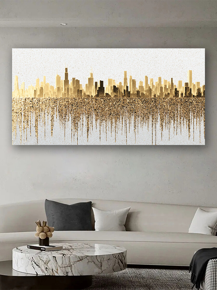 Интерьерная картина на стену горизонтальная - "Город / Пейзаж / Небоскребы" , 40х80 см.