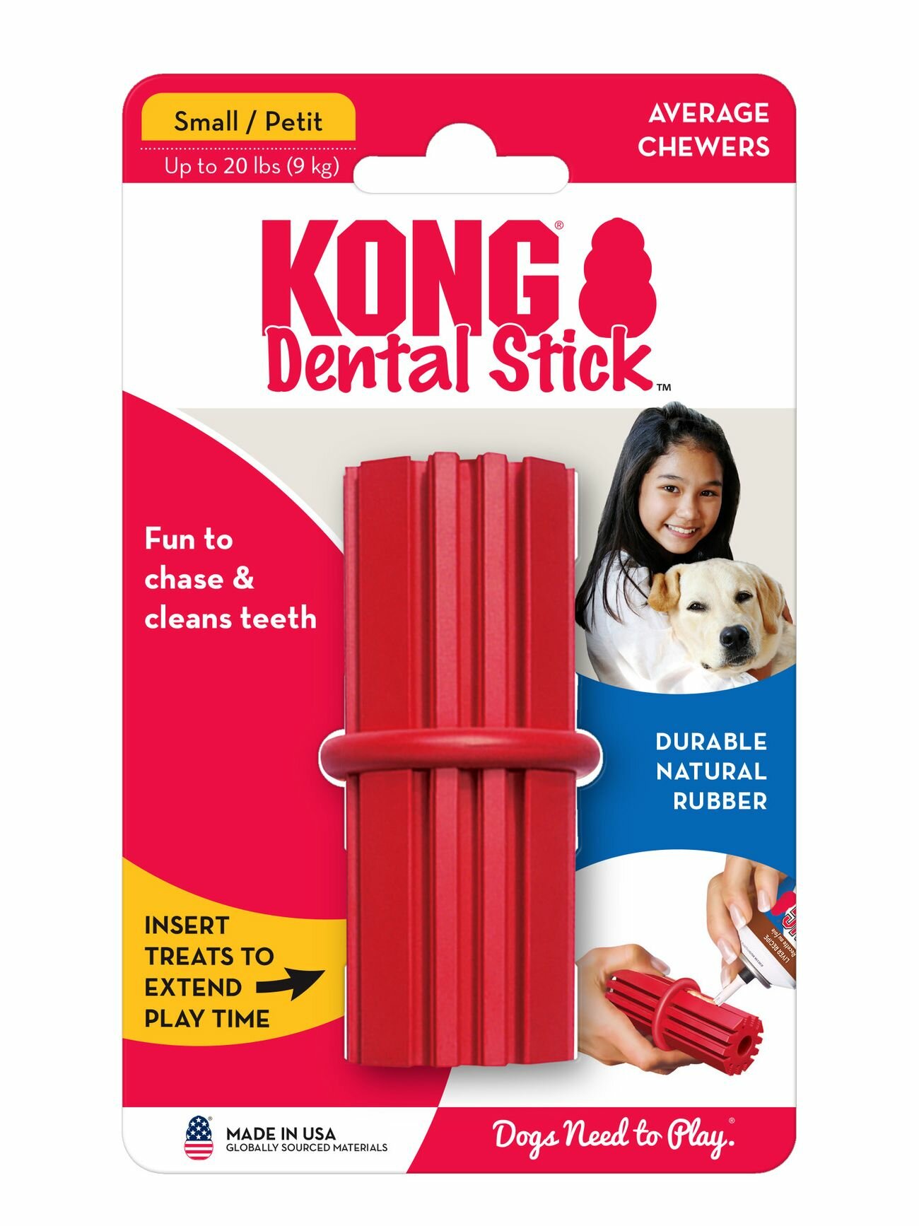 KONG Dental Stick Small Зубная палочка игрушка для собак, маленькая, 8 см