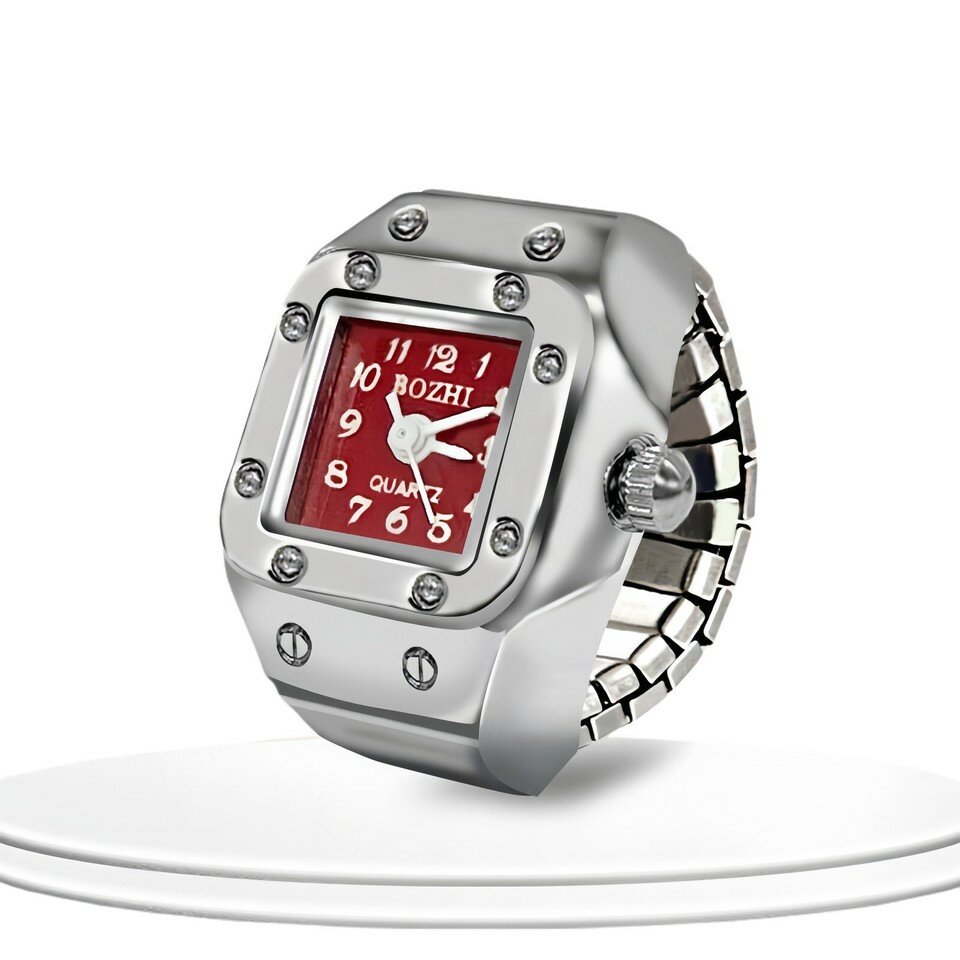 Стильные квадратные аналоговые кварцевые часы с кольцом и эластичным ремешком, бриллиантовый акцент, женские наручные часы, прочные и удобные