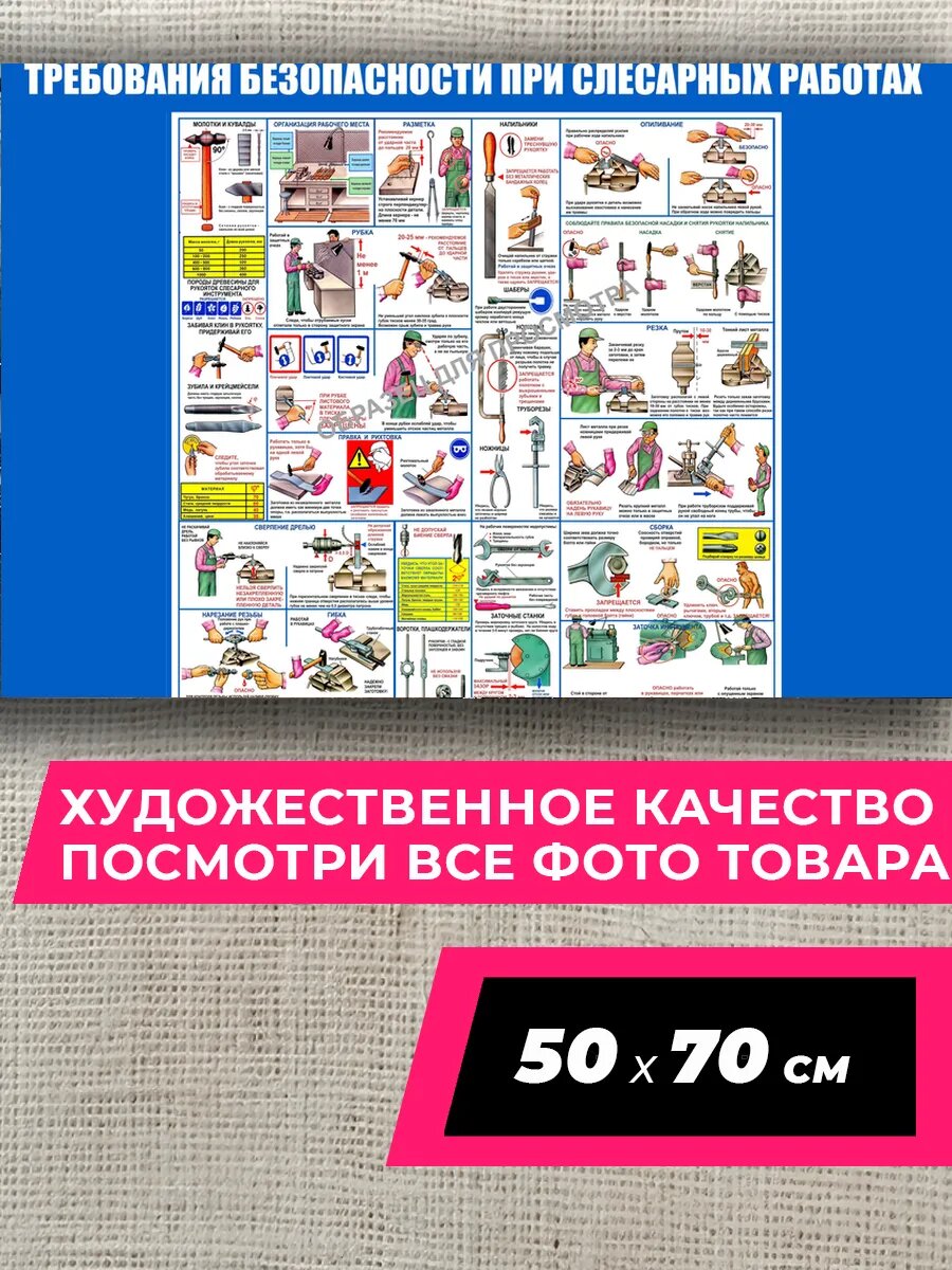 Плакат Требования безопасности для слесаря 50 на 70