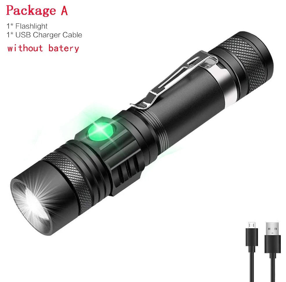 Pocketman черный USB фонарик T-6-8000 Lumen, Темно-зеленый, A