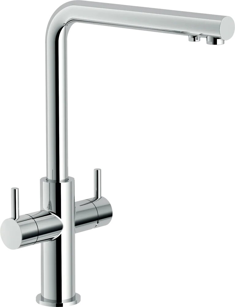 Смеситель для кухни Nobili Acquerelli AQ93823/3VCR с краном для питьевой воды, с поворотным изливом, хром, глянцевый, однорычажный, латунный, с керамическим картриджем