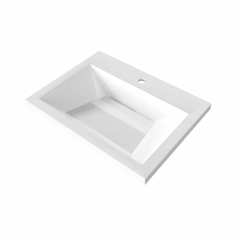 Мебельная раковина Grossman Блисс 60 накладная, из искусственного мрамора, белая, глянцевая, раковина для ванной, прямоугольная