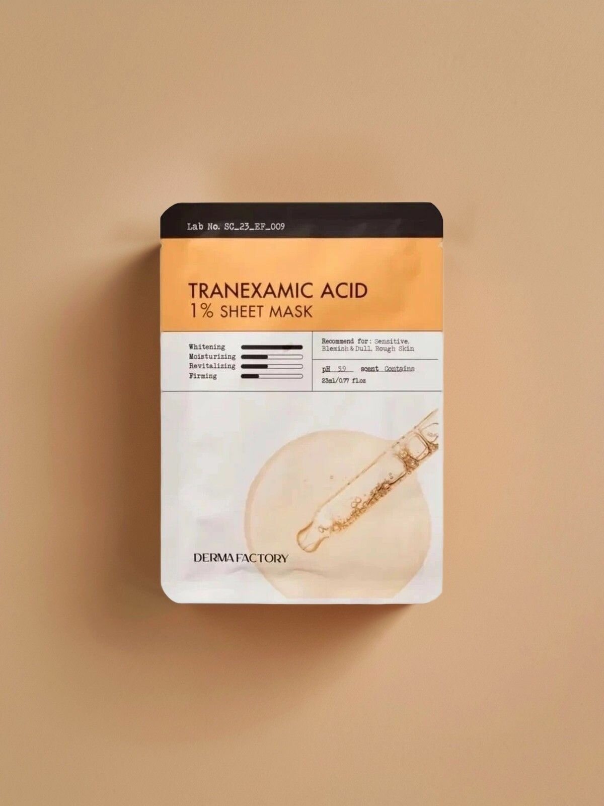 Derma Factory Тканевая маска для лица выравнивающая тон кожи TRANEXAMIC ACID 1% SHEET MASK 23мл