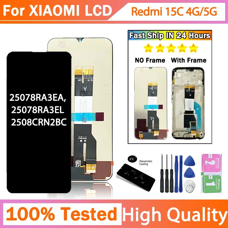 6,9 'IPS 120 Гц для Xiaomi Redmi 15C ЖК-дисплей 2508CRN2BC сенсорная панель в сборе для Redmi 15c 25078RA3EA ЖК-дисплей 5G Black With Frame