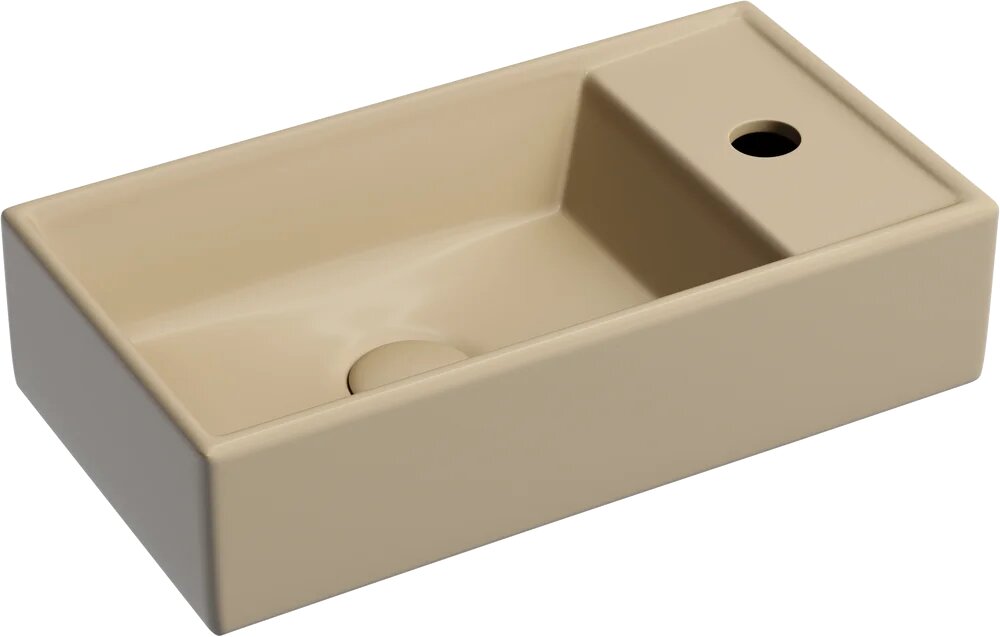 Раковина маленькая в туалет Ceramicanova Element CN6051LMC 41 мини, подвесная, бежевая, матовая, раковина для ванной фарфоровая, прямоугольная